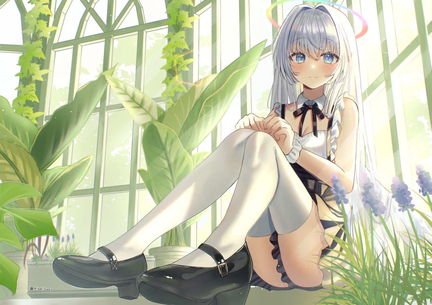 niboshi (nibosisuzu) angel heels skirt lift thighhighs wings | #1249149 | yande.re